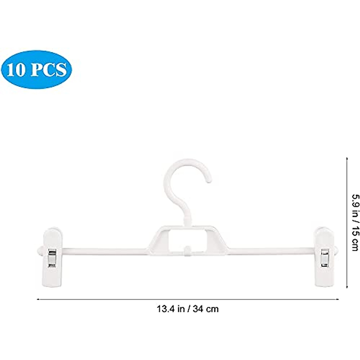SENTOP 10Pcs Pants Hangers, Durable Plastic Skirt Hangers with Adjustable Clips, Space Saving Clothes Slack Hangers for Pants Skirts Trousers Shirt (13.8 Inches)