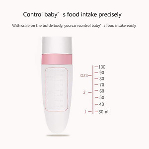 Burabi Silicone Squeeze Feeding Spoon, Baby Food Dispensing Spoon With Dust Cover, BPA Free