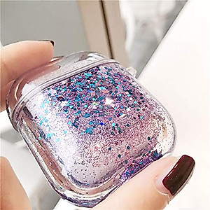 JIATAY Airpods 3 Case Cover, Cute Liquid Quicksand Hard Shell Protective Case with Keychain for Airpods 3rd Generation Case (Airpods 3, Purple)