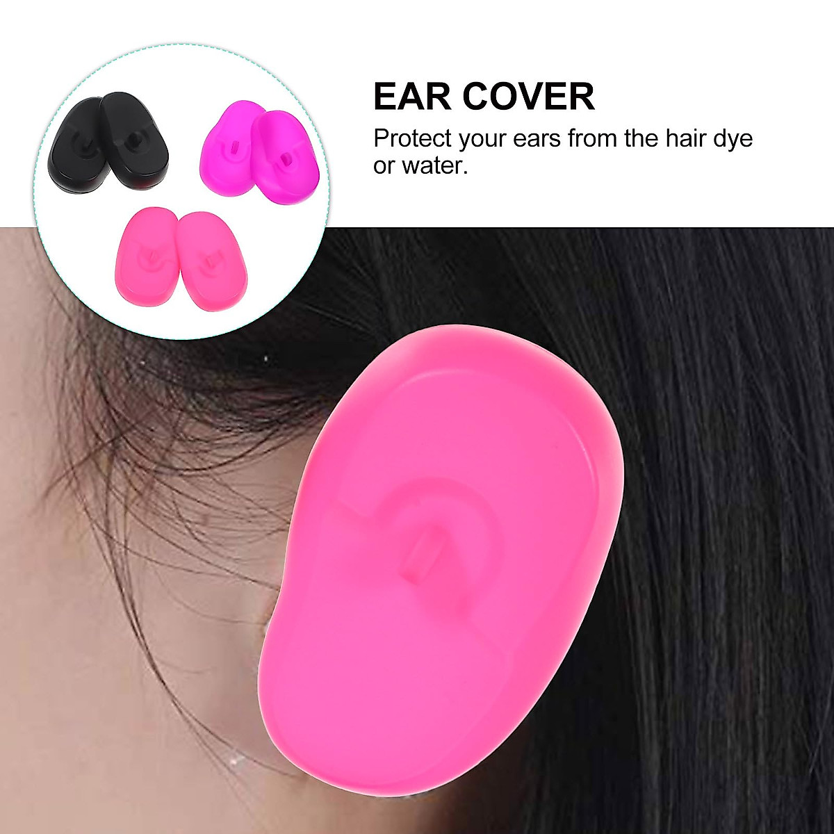 3 Pairs Hairdressing Ear Cover Professional Silicone Hair Dye Earmuffs Ear Protector Ear Cover for Salon Home Hair Dye Shower Bathing