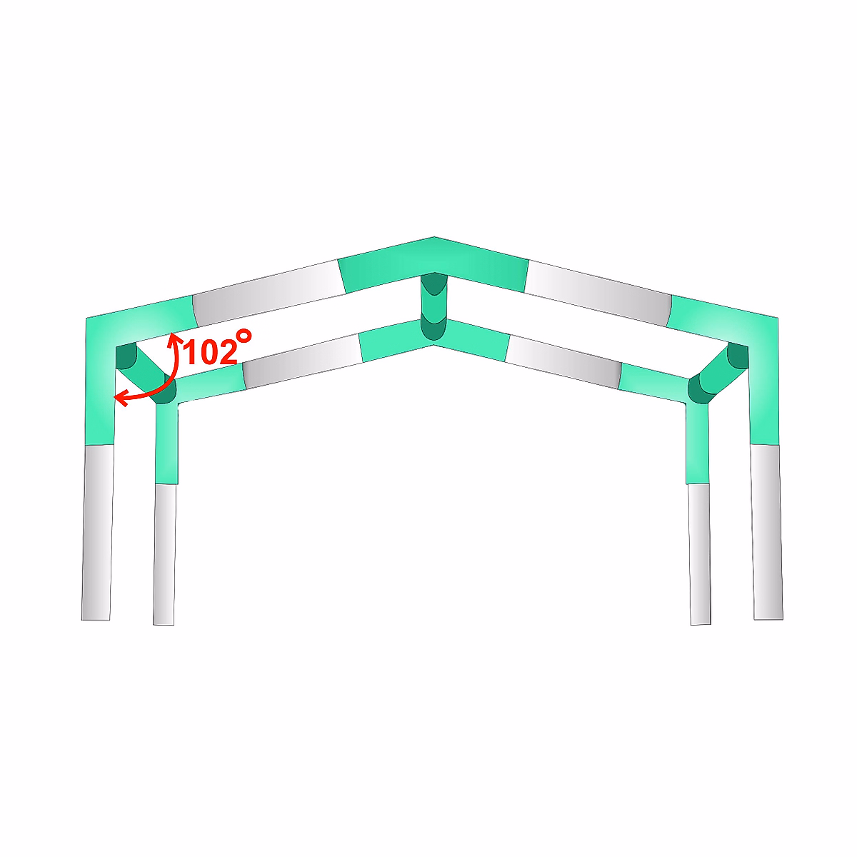 INS Import Canopy Fittings Kit Low Peak Frame Carport Connectors, Full Set for 6, 8, 10 Legs, Choose Size (for 4 Legs)