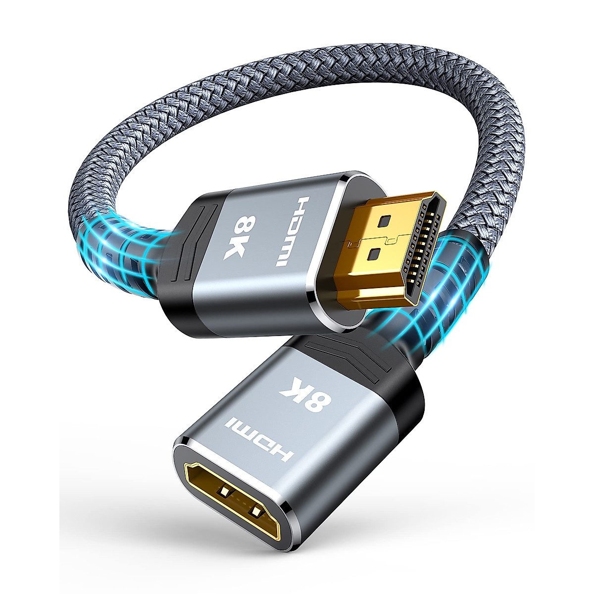 Highwings 8K 4K HDMI Extender Cable, Short HDMI Extension Cable 2.1 4K@30Hz/ 60Hz/ 120Hz, Ultra high Speed HDMI Adapter Male to Female Compatible with PS5 Roku Stick Blu Ray Player HDTV Laptop 1FT