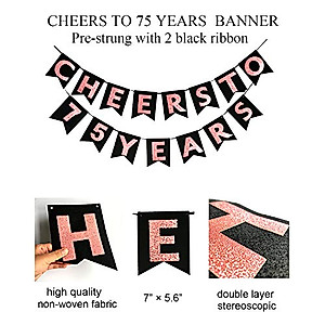 75th Birthday Decorations for Women by Hombae, 75th Anniversary Decorations, 75 Bday Decorations, Rose Gold Cheers to 75 Years Banner, 75 Birthday Decor, 75 Years Old Party Favors Supplies