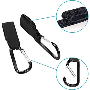 NORACLAN Baby Bag Clips Stroller Hooks Clips to Hang Your Shopping & Bags Safely on Your Buggy, Pushchair or Pram- Universal Fit on Strollers & Joggers
