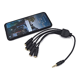 Kework 11.8 inch 1 to 5 Ways 3.5mm Splitter Extension Cord, 1/8 inch 3.5mm TRS Male Jack to Female Headphone Headset Extender Adapter Splitter Stereo Audio Cable (3.5mm TRS)