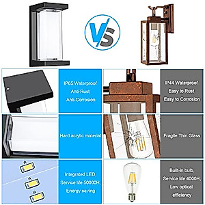 LEDMO 15w LED Outdoor Porch Modern Wall Light with American mounting Plate Wall Mount Sconce 6000K Cool White Ip65 Waterproof Porch Lamps for Garage Corridor Backyard Garden Balcony