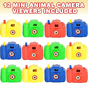 ArtCreativity Mini Plastic Animal Camera Viewers, Set of 12, Children’s Pretend Play Prop with Images in Viewfinder, Fun Birthday Party Favors, Goodie Bag Fillers, Holiday Prize for Boys and Girls