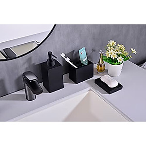 5-Piece Bathroom Accessory Set in Matte Black , Modern Design Decorative Bathroom Accessory Set, Including a Soap Dispenser, Two Tumbler Mouthwash Bathroom Cups, a Soap Dish and a Toothbrush Holder.