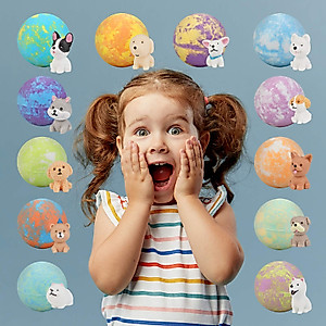 Bath Bombs for Kids with Toys Inside for Girls Boys - 12 Set Surprise Bubble Bath Fizzies, Colorful Handmade Kids Safe and Gentle Spa Bath Fizz Balls Kit, Birthday Christmas Gift (Package May Vary)