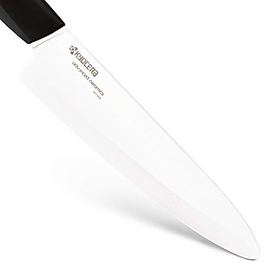 Kyocera Advanced Ceramic Revolution Series 7-inch Professional Chef's Knife, Black Handle, White Blade