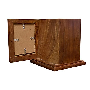 Medium Size Pet Photo Cremation Urn,Wooden Urn with Custom Engraving- Holds 75 pounds