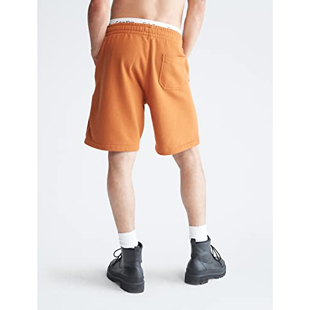 Calvin Klein Men's Monogram Logo Fleece Shorts Caramel Brown