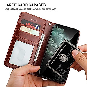 Bocasal iPhone 11 Wallet Case with Card Holder PU Leather Magnetic Detachable Kickstand Shockproof Wrist Strap Removable Flip Cover for iPhone 11 6.1 inch (Brown)