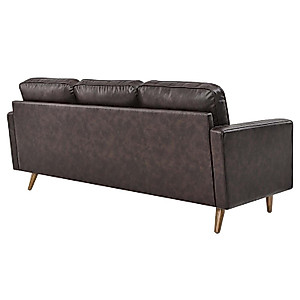 Modway Valour 78" Modern Style Leather Apartment Sectional Sofa in Brown