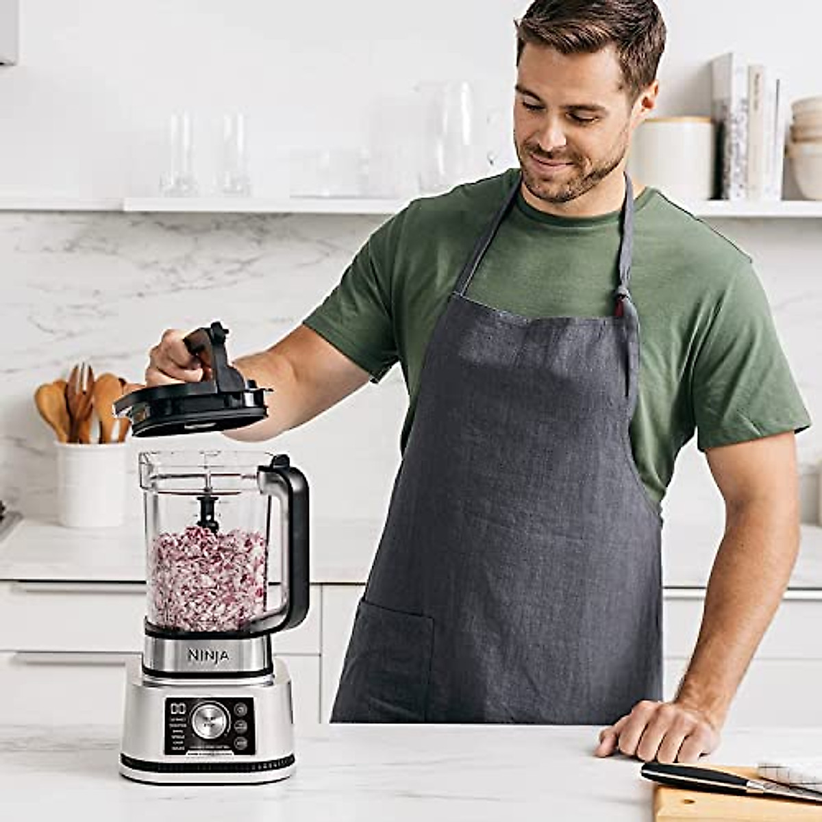 Ninja CO351B SS351 Foodi Power Pitcher System, Smoothie Bowl Maker, 4in1 Blender +Ninja CO351B Kitchen Nutri Blender System, Silver/Black Food Processor 1400WP (Renewed)