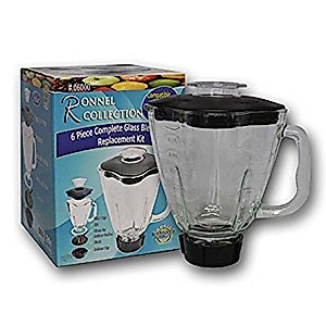 Ronnel Collection 6-Piece Square Blender Glass Jar Replacement Kit for Oster Blender, 1.6 Liter - 6.8 Cup