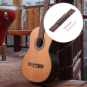 Yibuy Classical Guitar Bridge Rosewood Bone Saddle Nut Replacement w/Abalone Shell