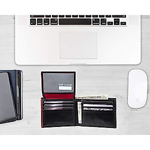 Guess Men's Leather Passcase Wallet, Black Rosete, One Size