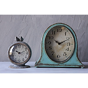 Creative Co-Op Metal Mantel Clock with Aqua Finish