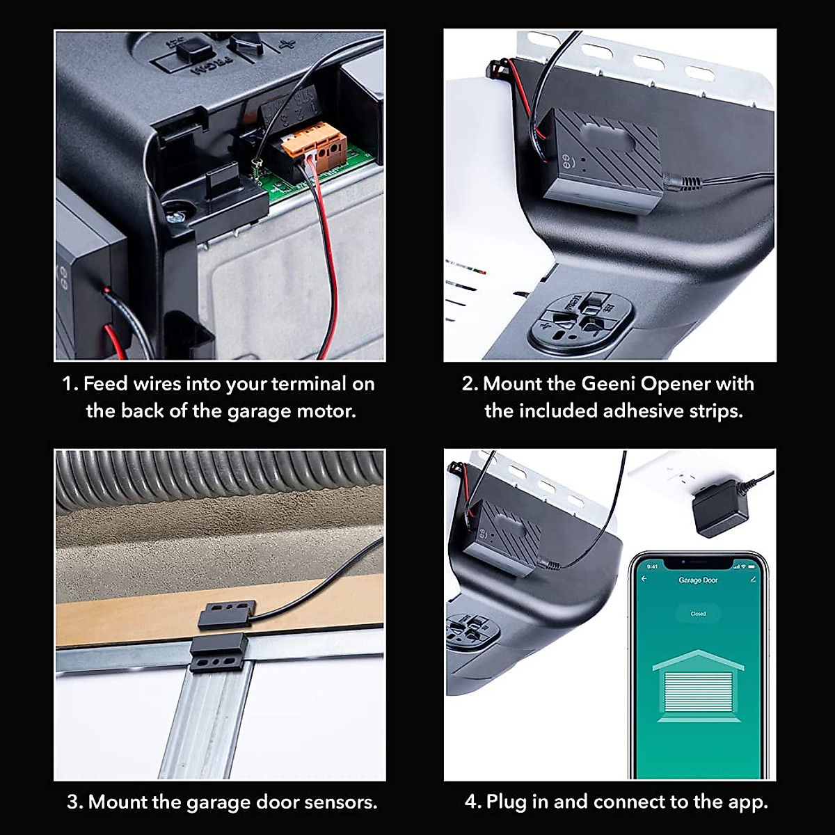 Geeni Smart Garage Door Opener, WiFi App Controlled Garage Opener, Compatible with Alexa and Google Home, No Remote Required