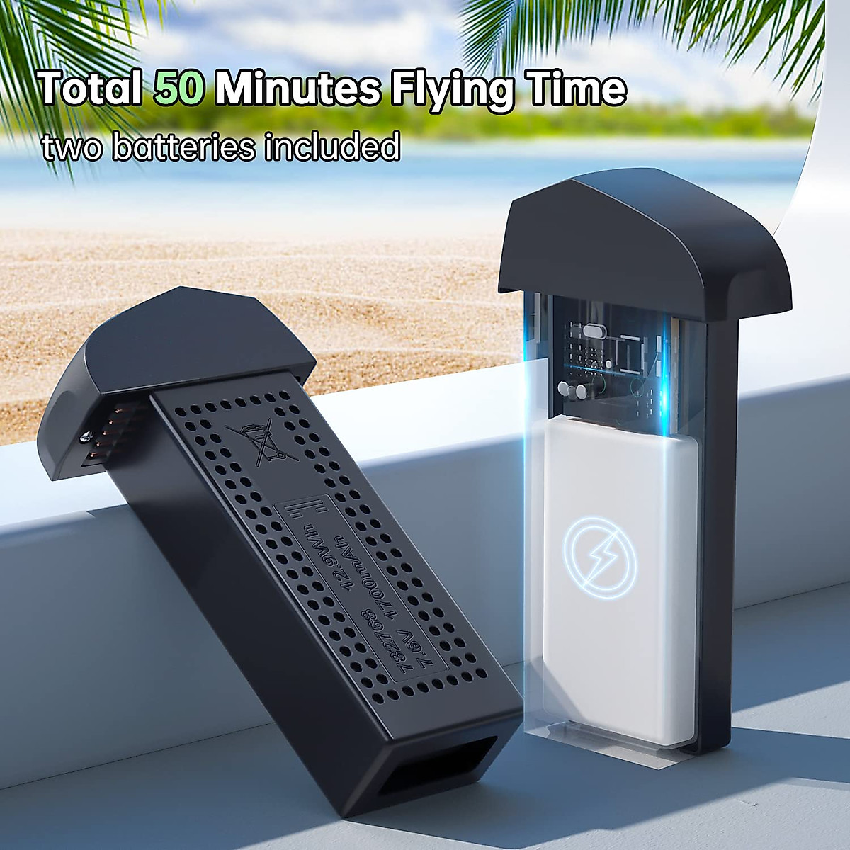 Loolinn | GPS Drone with Camera 4K for Beginners as Gift, Under 250 Grams, 50 Minutes Flying Time, Two Batteries, 4K Photo, 2K Video, GPS Intelligent Return, Follow Me, Drone with Camera for Adults as Gift