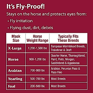Farnam Home and Garden 100502911 No Ears Fly Mask Yearling for Horse - Color May Vary