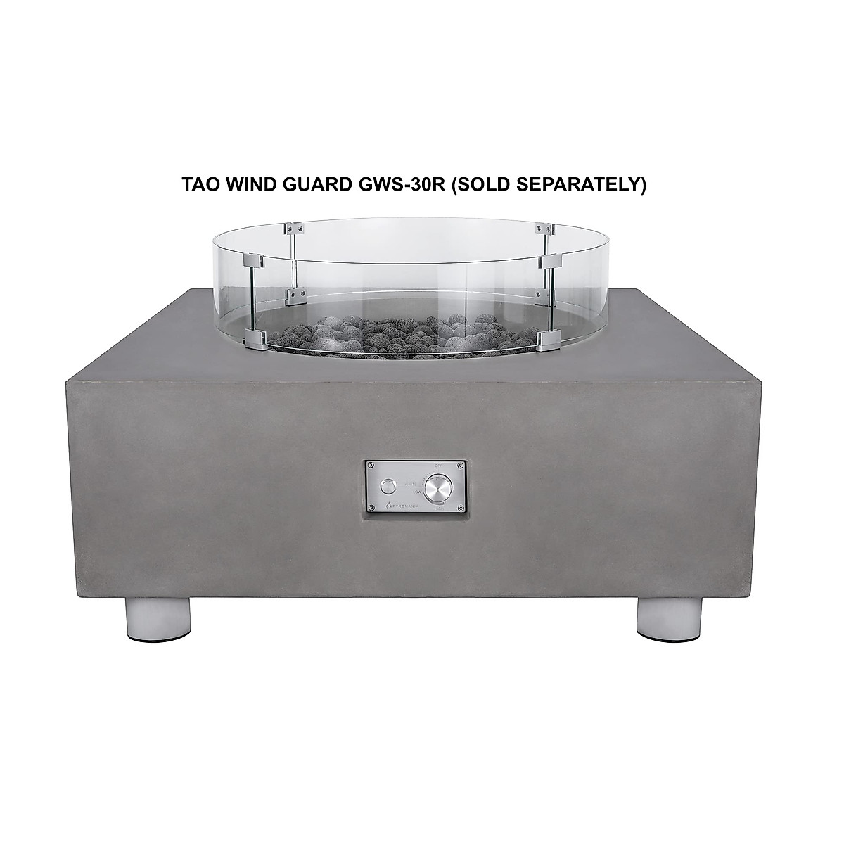 PyroMania Tao Outdoor Concrete Fire Table, 41 x 41 Inches - Natural Gas Model in Slate Gray Color