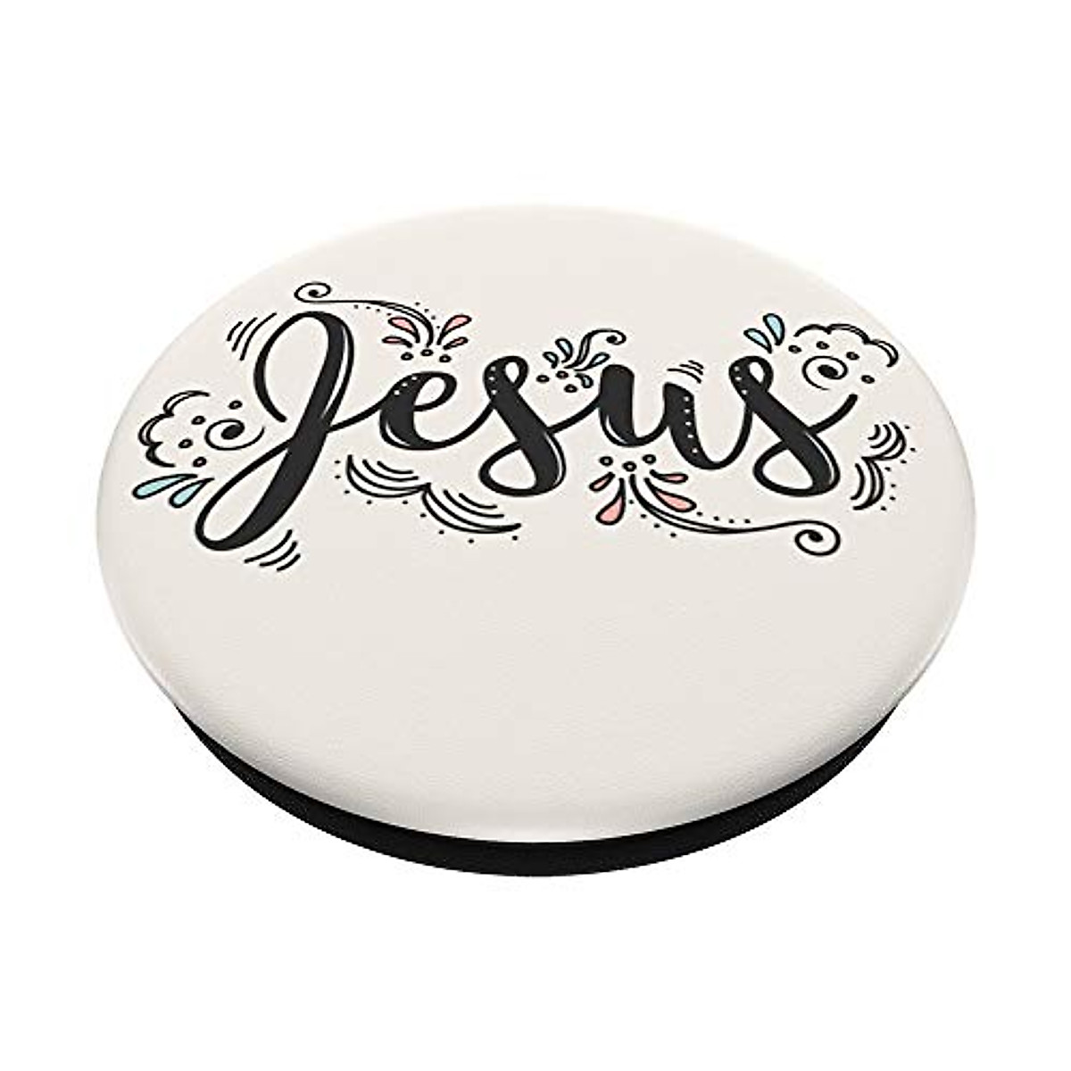 Black white vintage floral hand drawing Jesus Christian Gift PopSockets PopGrip: Swappable Grip for Phones & Tablets