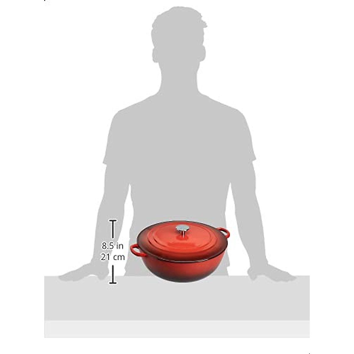 AmazonCommercial Enameled Cast Iron Covered Braiser, 7.5-Quart, Red