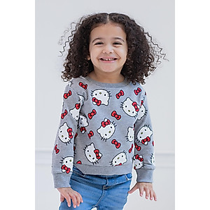 Hello Kitty Toddler Girls French Terry Pullover Sweatshirt Grey 5T