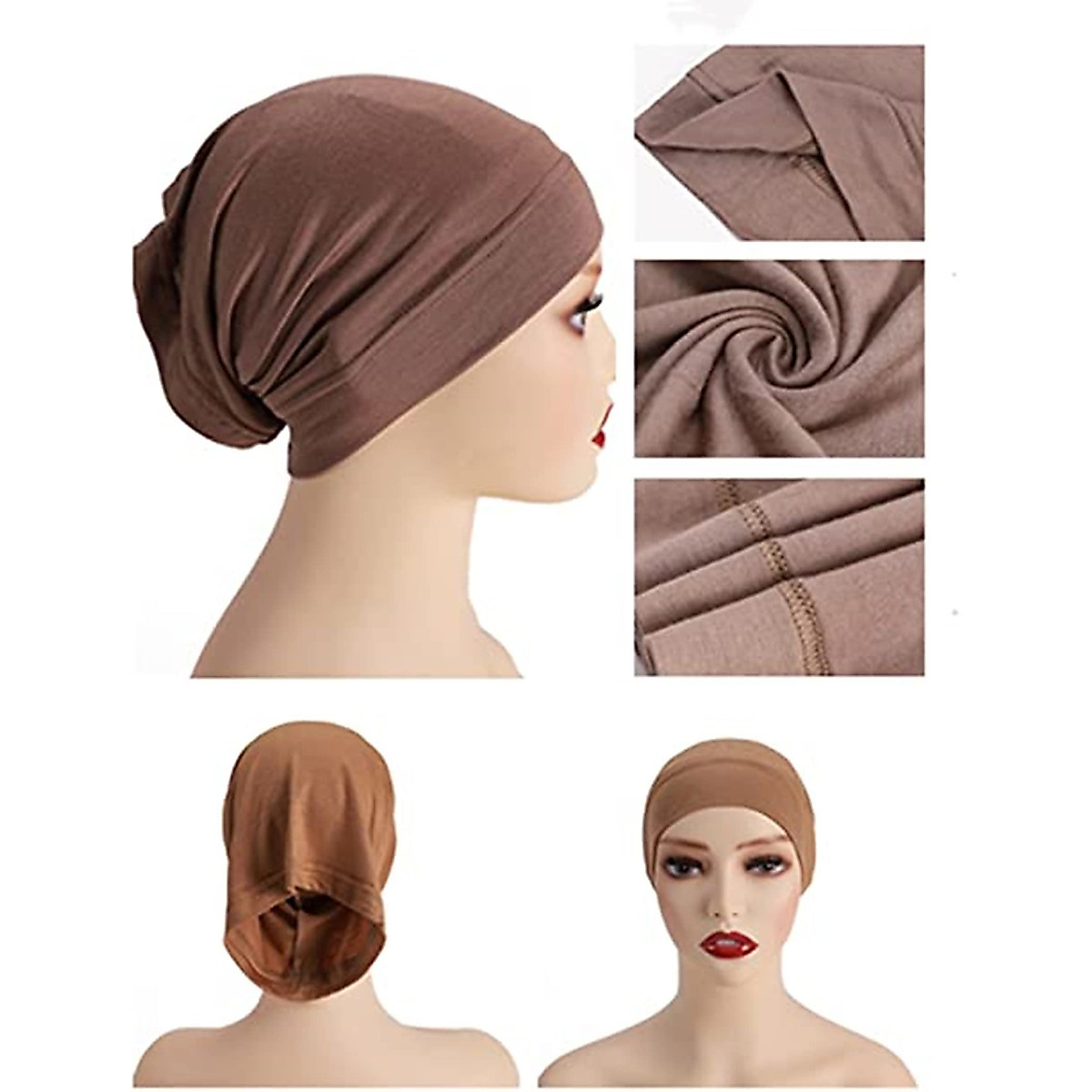 TanQiang 6 Pcs Women Under Scarf Hat Cap Bone Bonnet Hijab Islamic Neck Cover Muslim Under Scarf Hijab Cap, 7, Medium