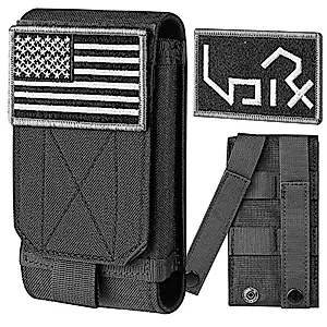 Urvoix Army Camo Molle Bag for Mobile Phone Belt Pouch Holster Cover Case Size L, with Patches
