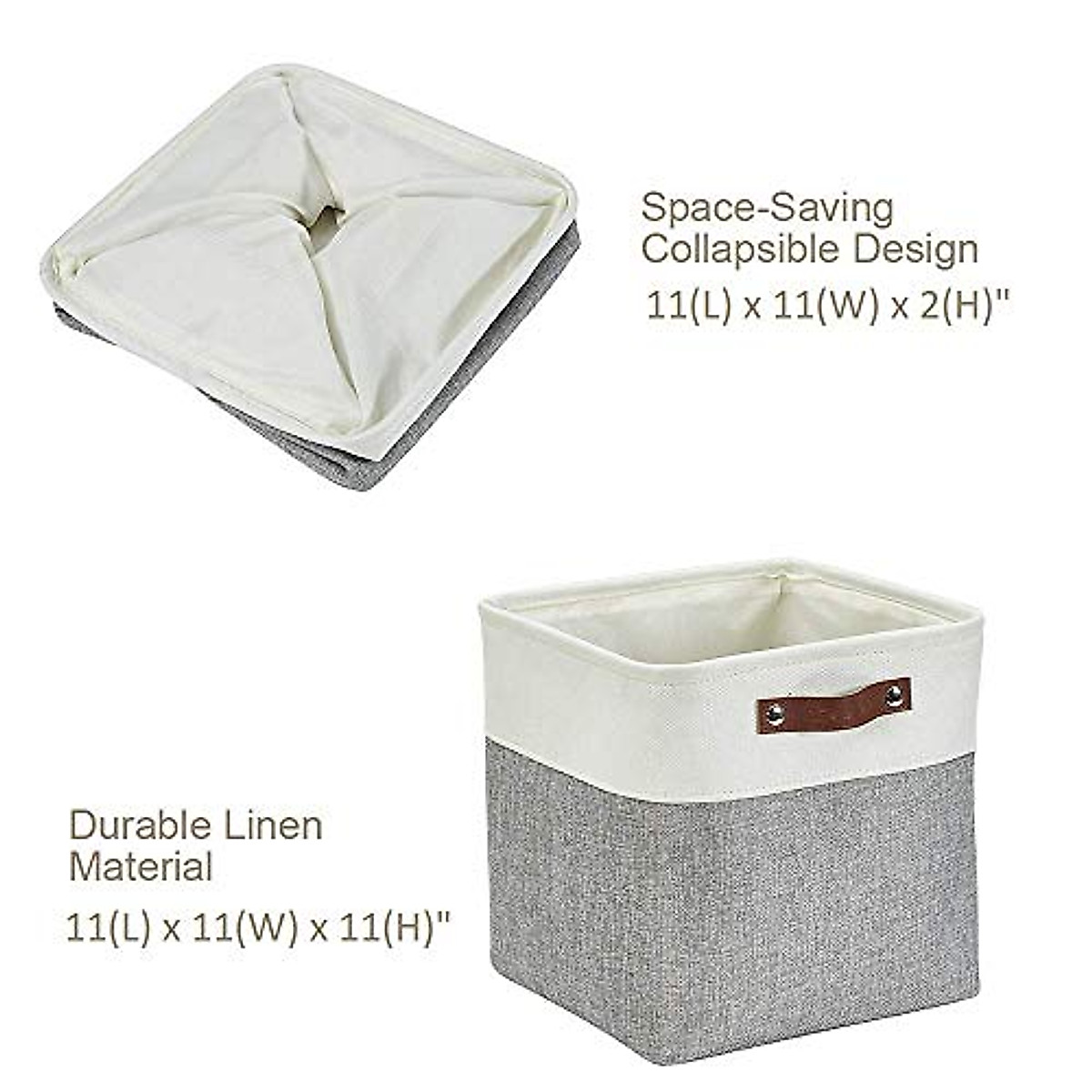 DECOMOMO Foldable Storage Bin Extra Large [3-Pack] & 11"Cube [4-pack] W/Handles for Organizing Shelf Nursery Home Closet & Office