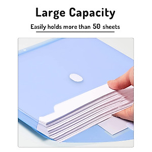 Forvencer Binder Pocket, 10 Pack Super Heavyweight Poly Binder Pocket with Hook and Loop Closure, Binder Folders Side Loading, 3 Ring Binder Pocket, Letter Size, Assorted Colors