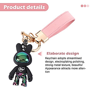 GKmow 1 PC Car Key Fob, Leather Suede Horseshoe Pendant, Unisex Car Key Fob Holder Decoration (Pink & Gold)