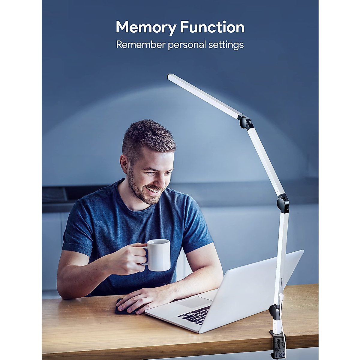 MediAcous LED Desk Lamp with Clamp, Dual Light Desk Lamp with Swing Arm, Dimmable 4 Color Modes & 4 Brightness Table Lamp, Eye-Caring Clip-on Lamp with Memory Function for Home Office, White