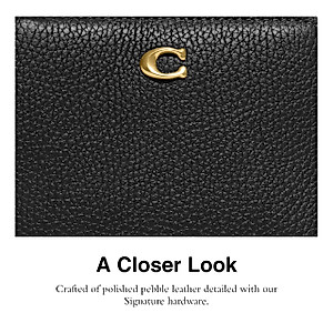 Coach Women's Polished Pebble Leather Billfold Wallet, B4/Black, One Size