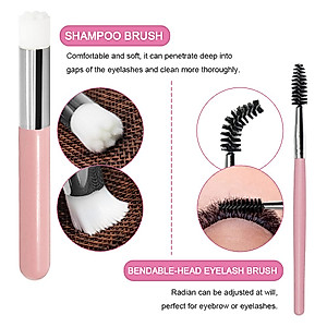 Lash Shampoo 50ml Eyelash Extension Cleanser with Brush and Mascara Wand Eyelid Foaming Cleanser Lash Foam Shampoo for Lash Extensions (50ml/1.7fl oz)