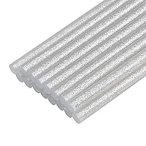 uxcell Mini Hot Glue Gun Sticks 4-inch x 0.27-inch for Glue Guns, Glitter Silver 16pcs