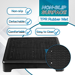 One Step Stools for Adults & Seniors, Anti Slip Portable Sturdy Indoor/Outdoor Mobility Plastic Step Stool Platform for SUV,Cars,Stairs,Bedside,Chair/Office,Black