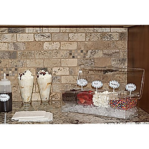 Oaklyn Large Clear Condiment Server Organizer on Ice with Containers and Lid – BPA-Free Serving Bar Compartments and Plastic Box Tray – Chilled Caddy Dispenser Set - Holds 80 oz Total