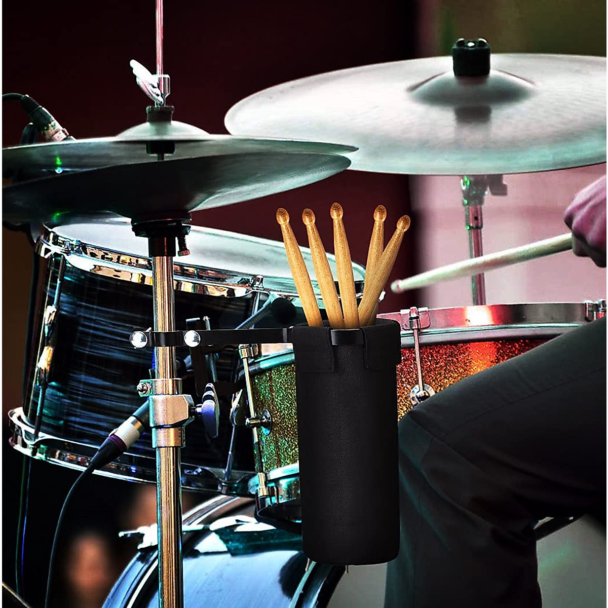 Drumstick Holder, Drum Sticks Holder for Drum Set Drum Stick Holder Screw Fixation Bag Container