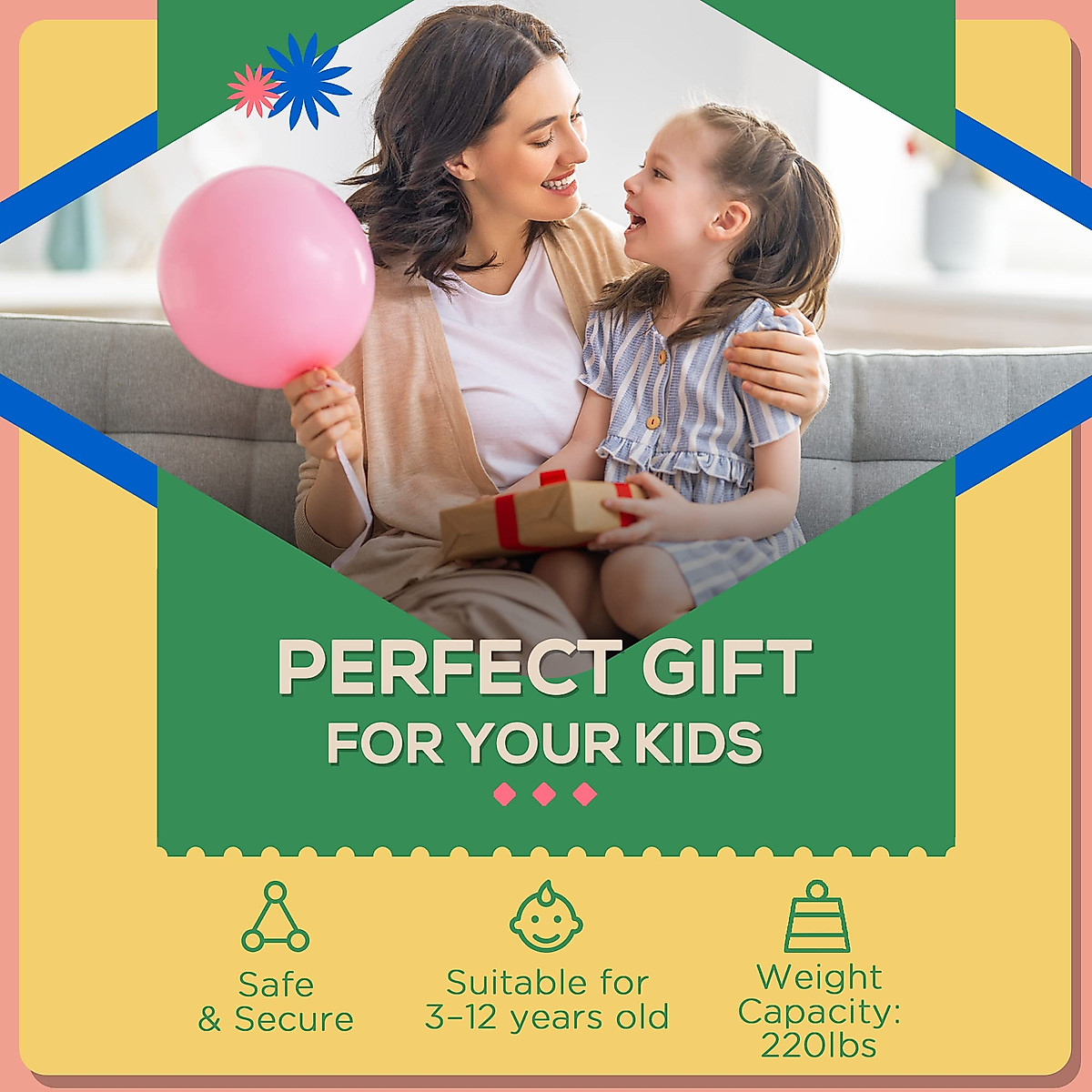 Qaba Ergonomic Kids Desk Chair with Thick Cushioning & Height Adjustment, Kids Computer Chair with Footrest, Childrens Chair, Kids Office Chair & Study Chair, Pink