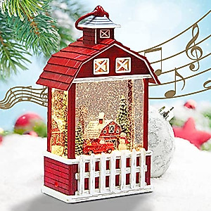 XPHOME Christmas Musical Snow Globes House Snowglobe Christmas Lantern Glitter Lantern Lighted Lantern Snowman with Farm Scene Christmas Home Decoration Gift Battery Operated Snowglobe, XP-JY-0038