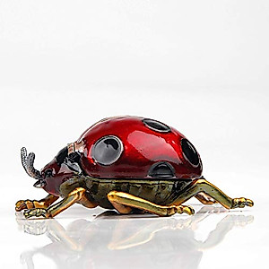 SEVENBEES Red Ladybug Figurines CollectiblesTrinket Box Hinged With Rich Enamel And Sparkling Rhinestones Jewelry Boxes Gift