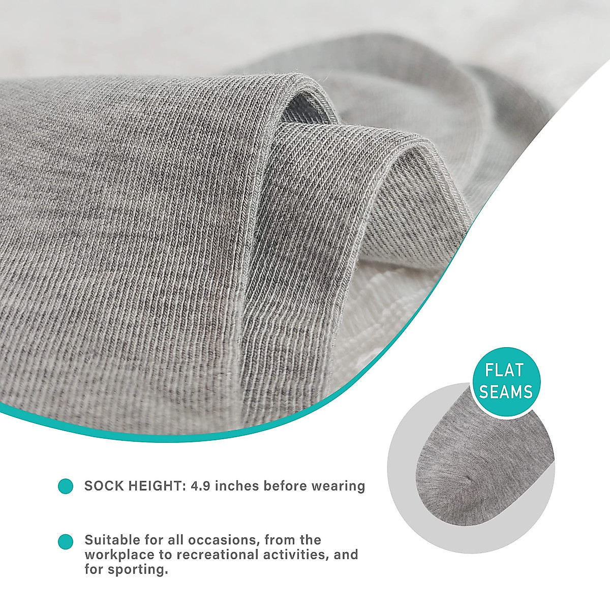 SERISIMPLE Viscose Bamboo Men sock Breathable Sock Quarter Thin Ankle High Sock Comfort Cool soft Sock 5 Pairs (Large,Grey)