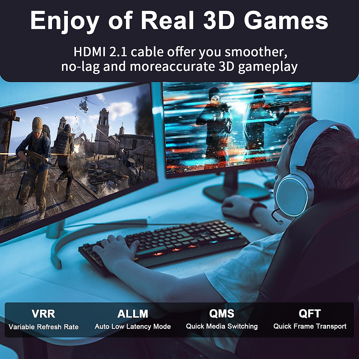 jojobnj 8K HDMI Cable 15 FT, 48Gbps 8K@60Hz 4K@120Hz, HDCP 2.2 & 2.3, DTS:X, HDR 10 Compatible with Roku TV/eARC/3D/PS5/HDTV/Laptop/Blu-ray High Speed HDMI Cable(Silver)