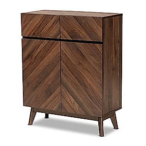 Baxton Studio Hartman Shoe Cabinets, One Size, Walnut Brown