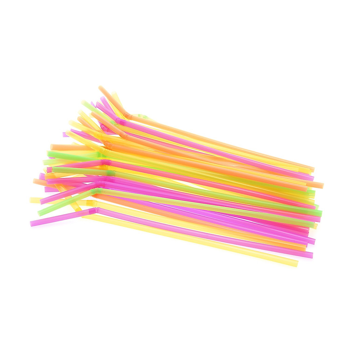 Tiger Chef Refill 400 Flexible Plastic Multi Color Neon Drinking Straws BPA-Free 8.25 Inch