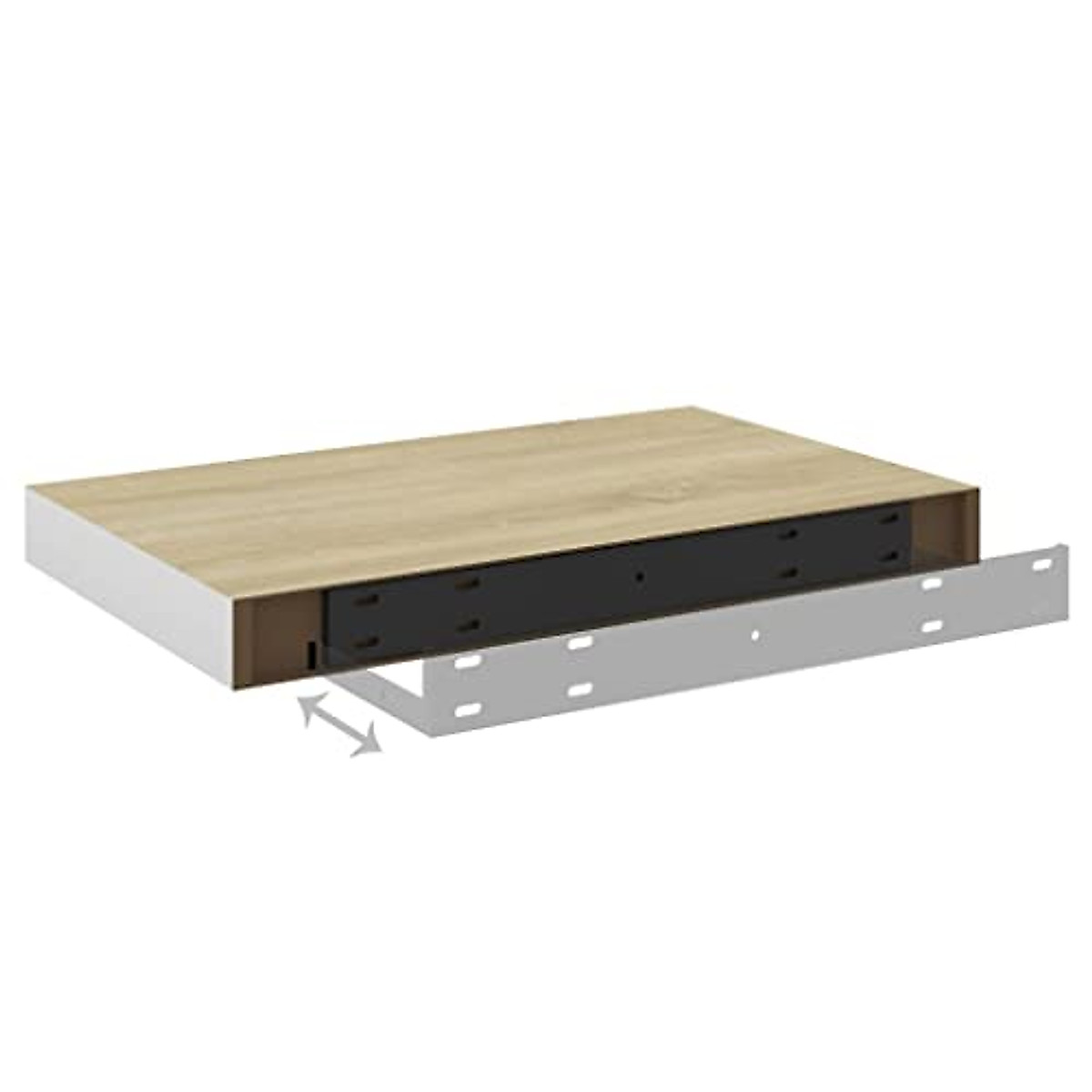 GOLINPEILO Floating Wall Shelves, Set of 2 Decor Wall Mounted Shelves, Hanging Shelf with Invisible Brackets for Bathroom/Living Room/Bedroom/Kitchen Decor, Oak and White 15.7"x9.1"x1.5" MDF